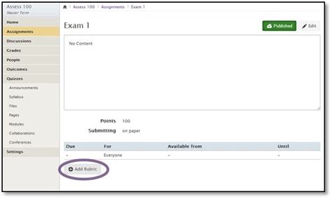 Add A Rubric To An Assignment