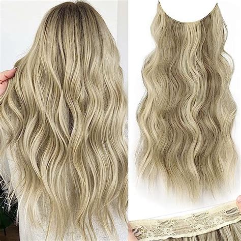Unsichtbare Clip in Extension mit Gummiband Blond Haarverlängerung Lang
