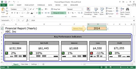 Financial Report Yearly Dashboard In Excel