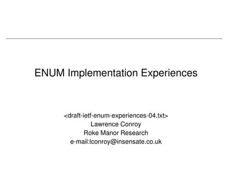 Ppt Enum Implementation Experiences Powerpoint Presentation Free