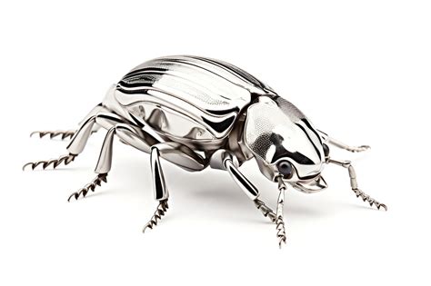 Premium Ai Image Shiny Silver Beetle Isolated On White Background