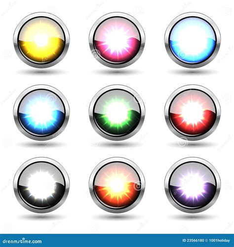 Colorful Convex Glossy Buttons Vector Set Stock Vector Illustration