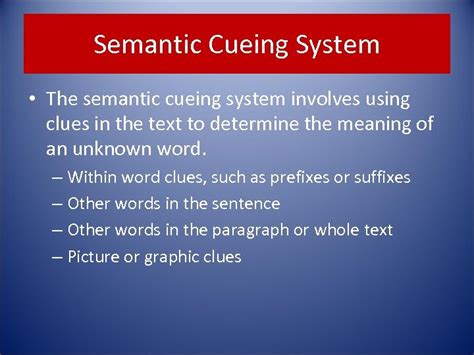 The Four Cueing Systems Semantic Graphophonic Syntactic Pragmatic