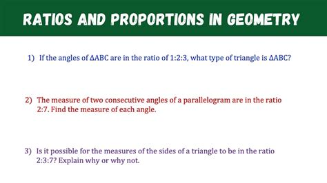 Ratios And Proportions In Geometry Youtube