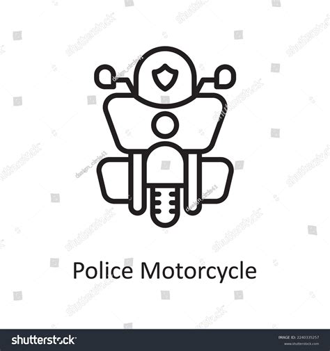 Police Motorcycle Vector Outline Icon Design Stock Vector Royalty Free