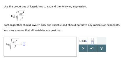 Solved Use The Properties Of Logarithms To Expand The Chegg