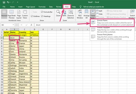How To Freeze Panes In Excel Lock Columns And Rows