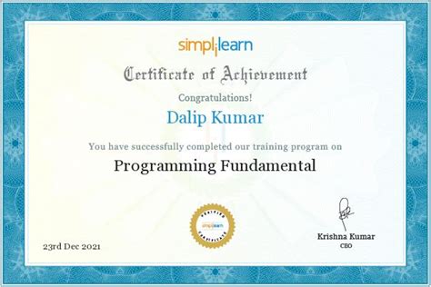 Dalip Kumar On Linkedin Programmingfundamentals Certificateofcompletion Professionaldevelopment