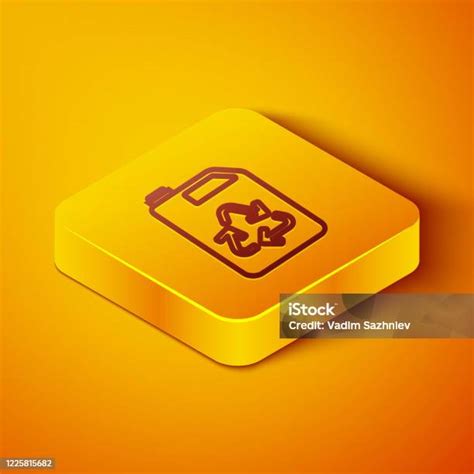 등색 라인 에코 연료 캐니스터 아이콘 오렌지 배경에 격리 에코 바이오 및 배럴 친환경 환경과 재활용 노란색 사각형 버튼입니다 벡터 일러스트레이션 0명에 대한 스톡 벡터 아트