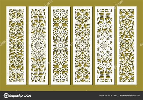 Set Rectangular Vertical Lace Panels Stencil Lattice Oriental Pattern