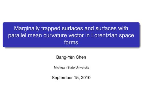 Pdf Marginally Trapped Surfaces And Surfaces With Parallel Mean Curvature Vector In Lorentzian