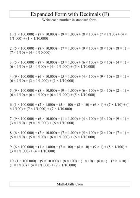 Writing Expanded Numbers In Standard Form 6 Digits Before Decimal 4 After F