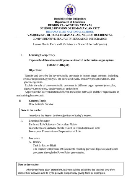 Cse Integration Earthandlifescience 2 Pdf Reproduction