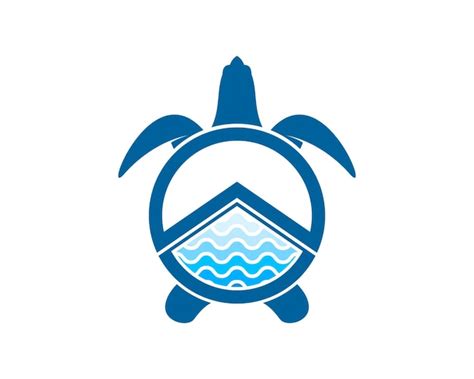 Premium Vector Simple Turtle With Abstract Beach Wave Inside