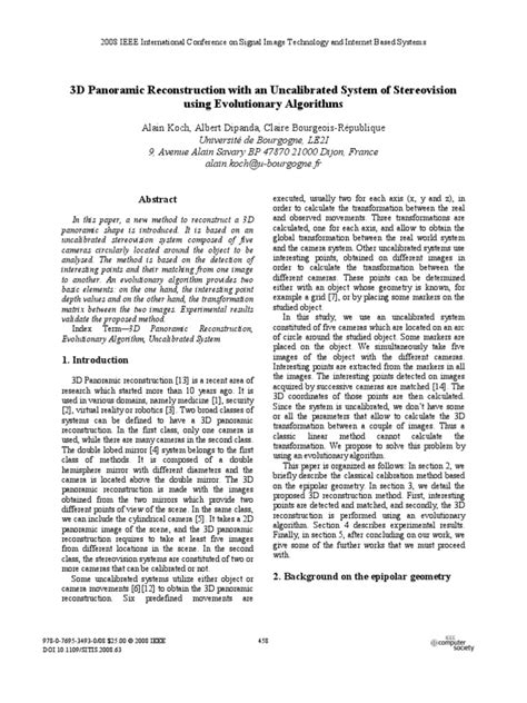 pdf 3d panoramic reconstruction with an uncalibrated system of
