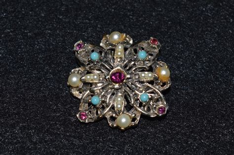 Costume Jewelry Pin Vintage Costume Jewelry Faux Pearl Statement Pin