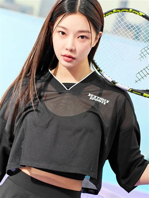 Line Mesh Cover Up Short Sleeve Xexymixen