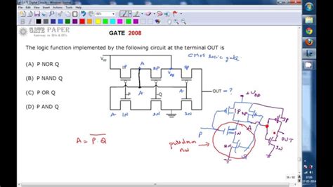 gate 2008 ece cmos logic circuit with inverter youtube