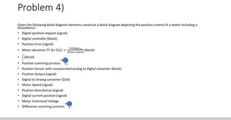 Solved Problem 4 Given The Following Block Diagram Elements