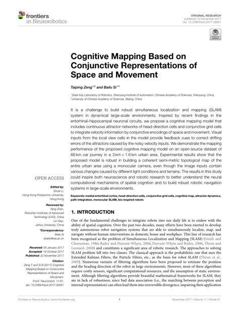 Pdf Cognitive Mapping Based On Conjunctive Representations Of Space