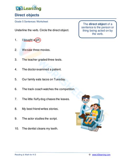 Direct Objects 7 Worksheet