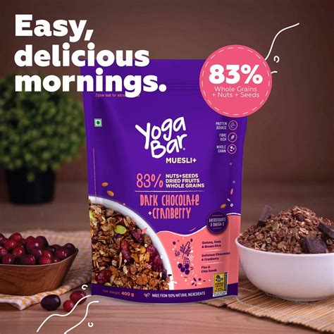 Yogabar Dark Chocolate And Cranberry Muesli 700g Breakfast Cereal With