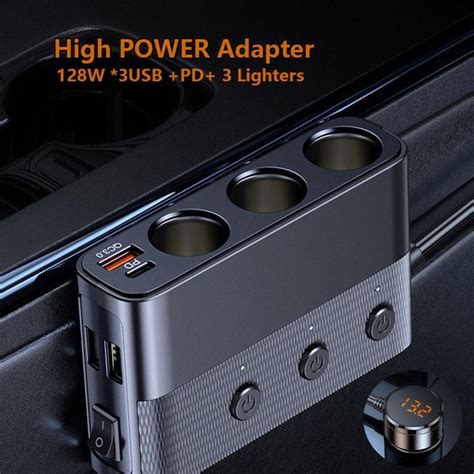 Independent Switch 128w Car Cigarette Lighter Socket Splitter 7 Ports