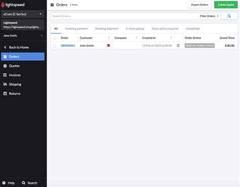 Viewing Order Data Lightspeed Ecom C Series