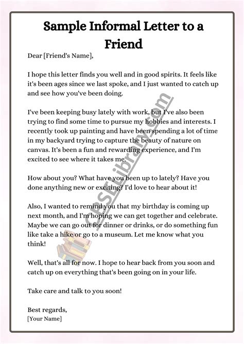 Informal Letter Informal Letter Format Samples And How To Write An