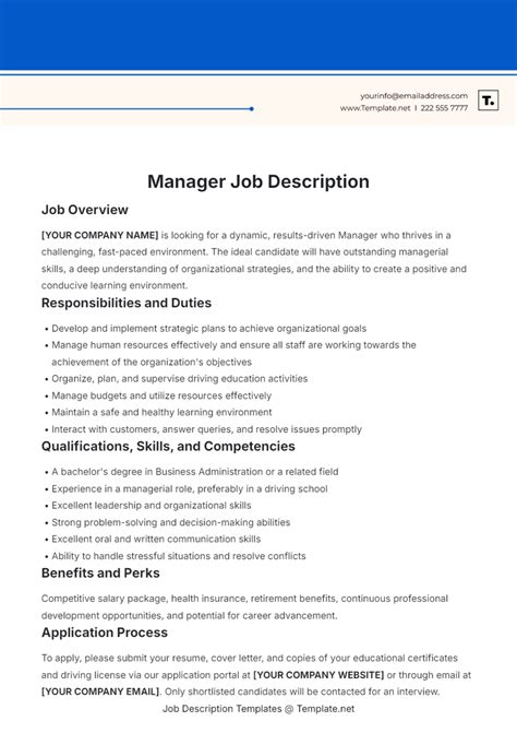 Free Blank Job Description Template To Edit Online