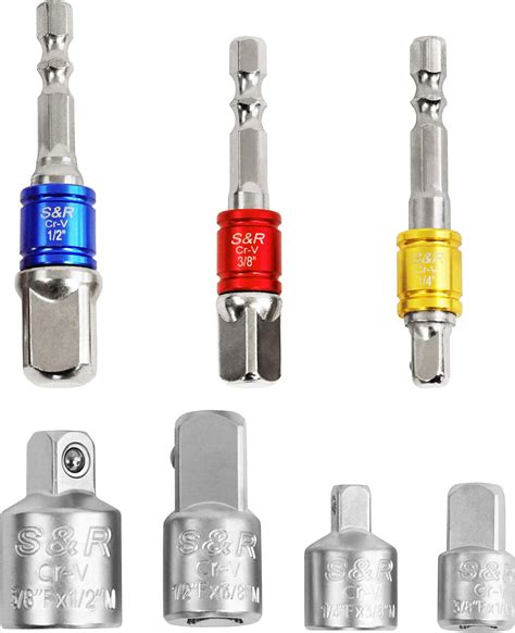 Sandr 7 Piece Socket Adapter Set With Holder Chrome Vanadium Steel For