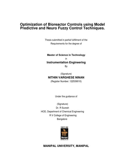 Pdf Optimization Of Bioreactor Controls Using Model Predictive And Neuro Fuzzy Techniques