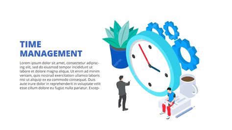 Premium Psd Time Management With Clock And Gears Isometric Illustration