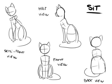 How To Draw A Cat Sitting Down Drawings Of Love
