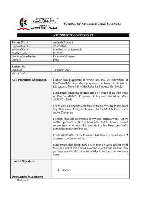 psych 201 assignment none school of applied human sciences