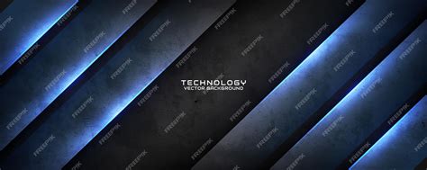 Premium Vector 3d Black Techno Abstract Background Overlap Layer On Dark With Blue Light And