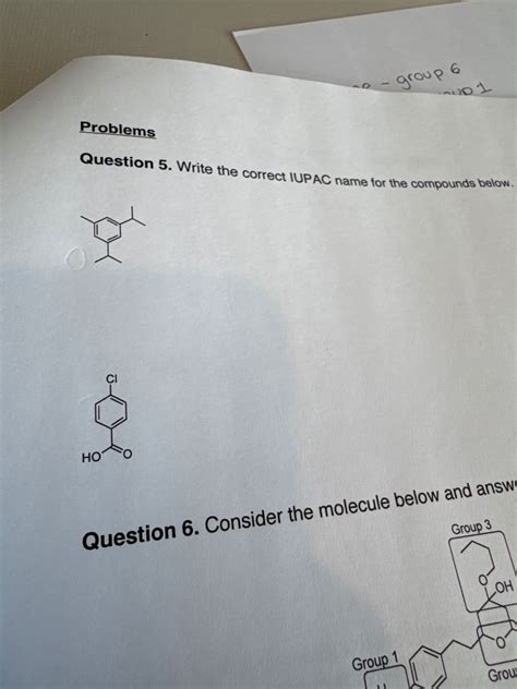 problems question 5 write the correct iupac name for the compounds