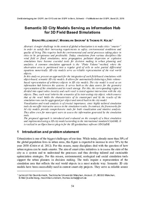 Pdf Semantic 3d City Models Serving As Information Hub For 3d Field Based Simulations