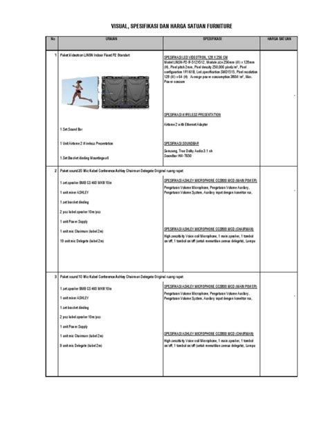 Visual Spesifikasi Dan Harga Satuan Furniture Pdf Microphone Computer Engineering