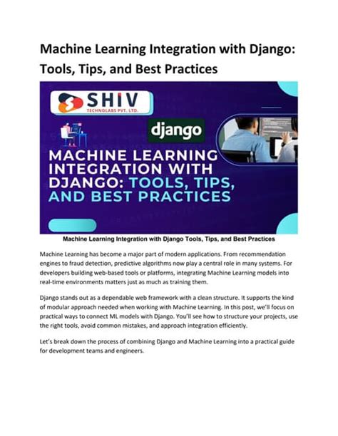 Integrating Machine Learning With Django A Practical Guide Pdf