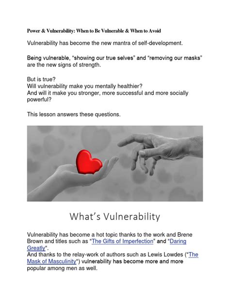 Bonus 6 Power And Vulnerability When To Be Vulnerable And When To Avoid Pdf Vulnerability