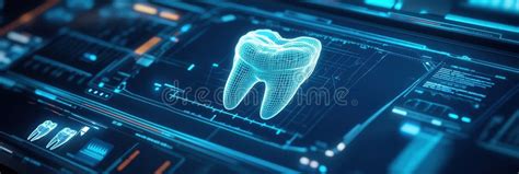 Futuristic Dental Implant Interface Showcasing A Rotating 3d Model With