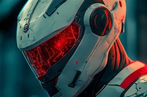 Futuristic Android With Red Visor Highlighting Advanced Robotics Ai And The Future Of Human