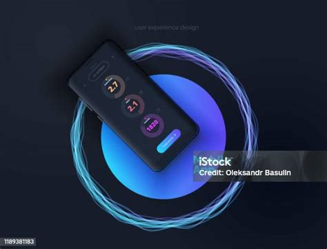 사용자 인터페이스 레이아웃이 있는 모바일 장치입니다 모바일 앱 벡터 일러스트레이션 3차원 형태에 대한 스톡 벡터 아트 및 기타 이미지 3차원 형태 개념 개발 Istock