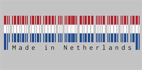 바코드 텍스트와 네덜란드 플래그 빨강 백색 그리고 파란 색의 색상 설정 네덜란드에서 판매 또는 비즈니스의 개념입니다 개념에 대한 스톡 벡터 아트 및 기타 이미지 Istock
