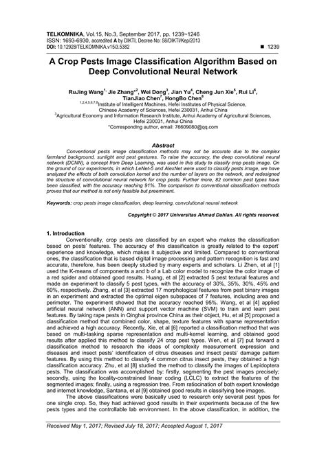 A Crop Pests Image Classification Algorithm Based On Deep Convolutional Neural Network Pdf