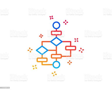 Block Diagram Line Icon Path Scheme Sign Vector Stock Illustration