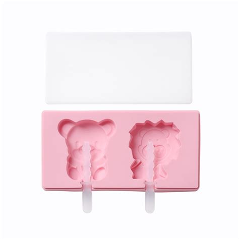 3 Pcs 수제 수제 Diy 만화 과일 뚜껑 실리콘 아이스크림 몰드 아이스 트레이 만들기 스타일 사자 곰 핑크