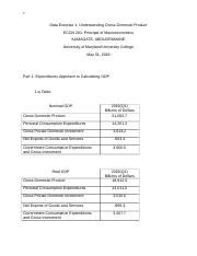 Econ 201 Data Exercise 1 Docx 1 Data Exercise 1 Understanding Gross Domestic Product ECON 201