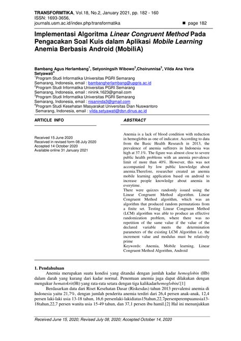 Pdf Implementasi Algoritma Linear Congruent Method Pada Pengacakan Soal Kuis Dalam Aplikasi
